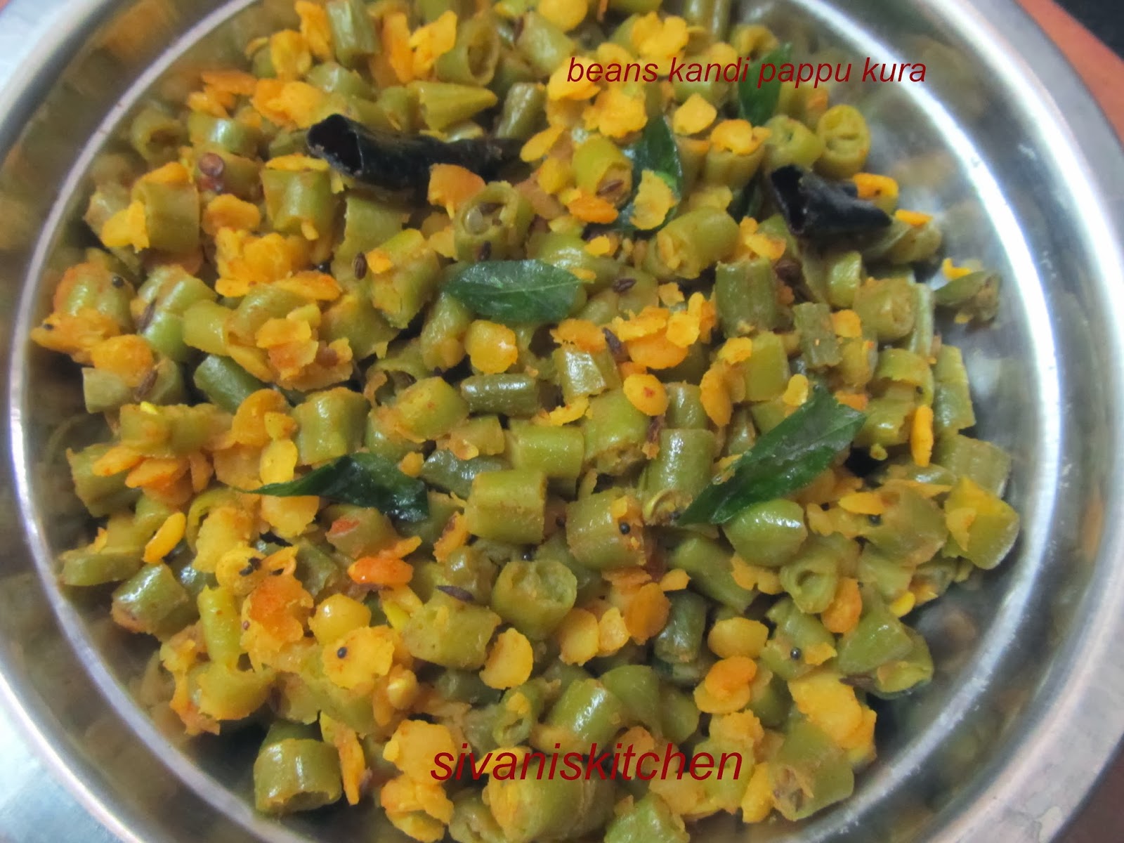 Sivani's Kitchen: Beans Toor Dal Curry / Beans Kandi Pappu Kura