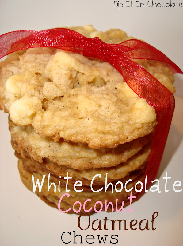 White Chocolate Coconut Oatmeal Chews ~ Dip it in Chocolate