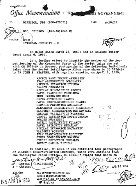 SOMERTON MAN: FBI FILE DOCUMENT SHOWS LIST OF SPIES