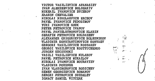 SOMERTON MAN: FBI FILE DOCUMENT SHOWS LIST OF SPIES