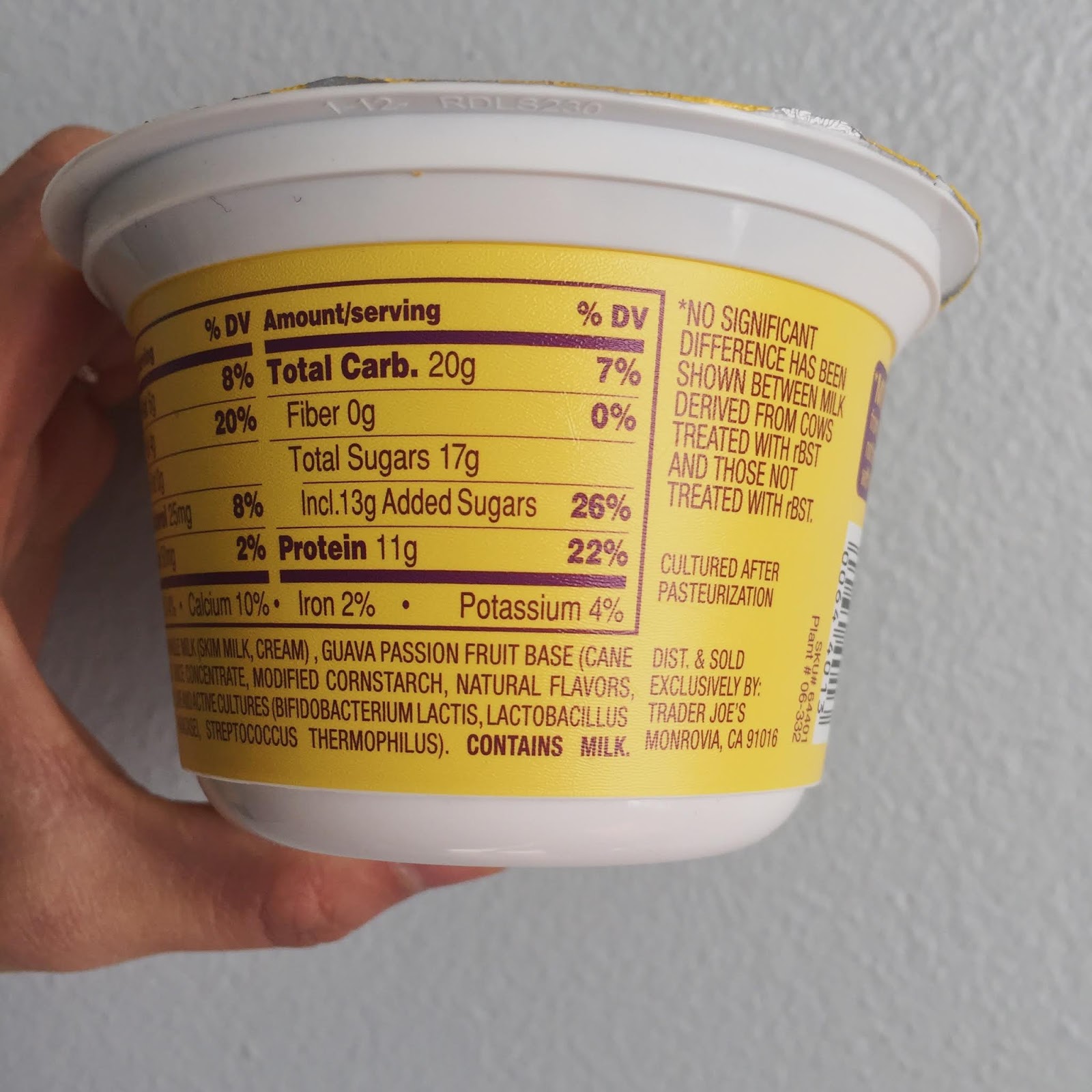 Trader Joe's Guava Passion Fruit Greek Whole Milk Yogurt