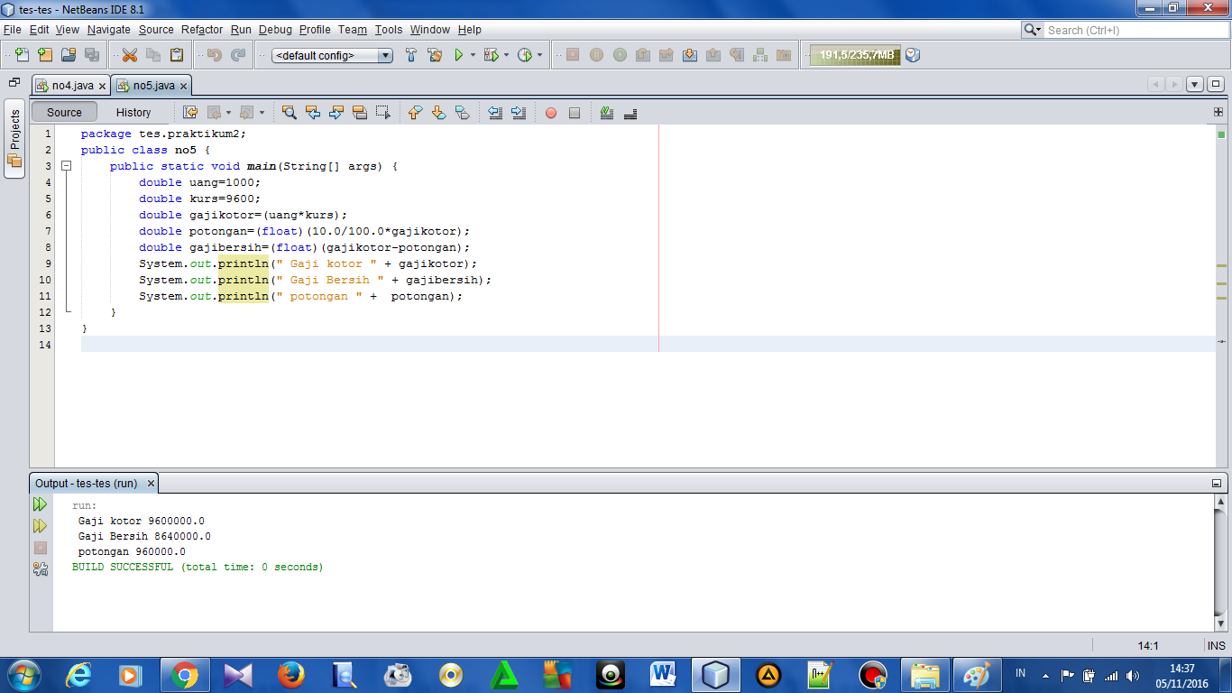 Belajar Java: kumpulan contoh pemrograman java dan outputnya