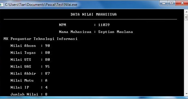 Source Code Nilai Mahasiswa Dalam Pascal Materi Teknik Informatika Informasi Teknologi