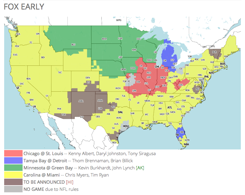 PACKERVILLE, U.S.A.: Week 12 TV Map