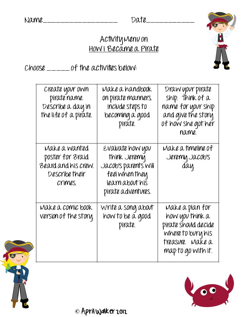 The Idea Backpack: Activities for Talk Like a Pirate Day and the book ...