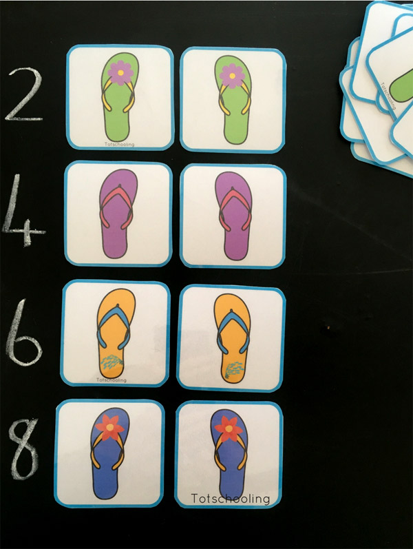 Flip Flops Printable Matching Games | Totschooling - Toddler, Preschool ...