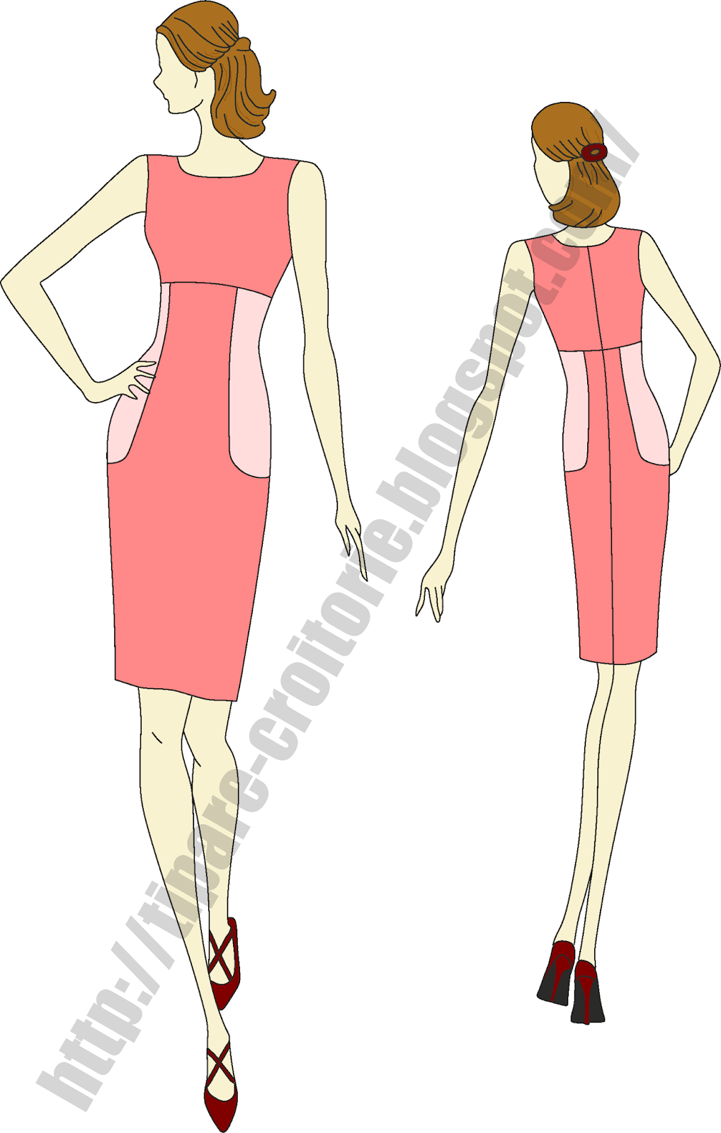 Tipare de croitorie: Tipar rochie cu platca si clini