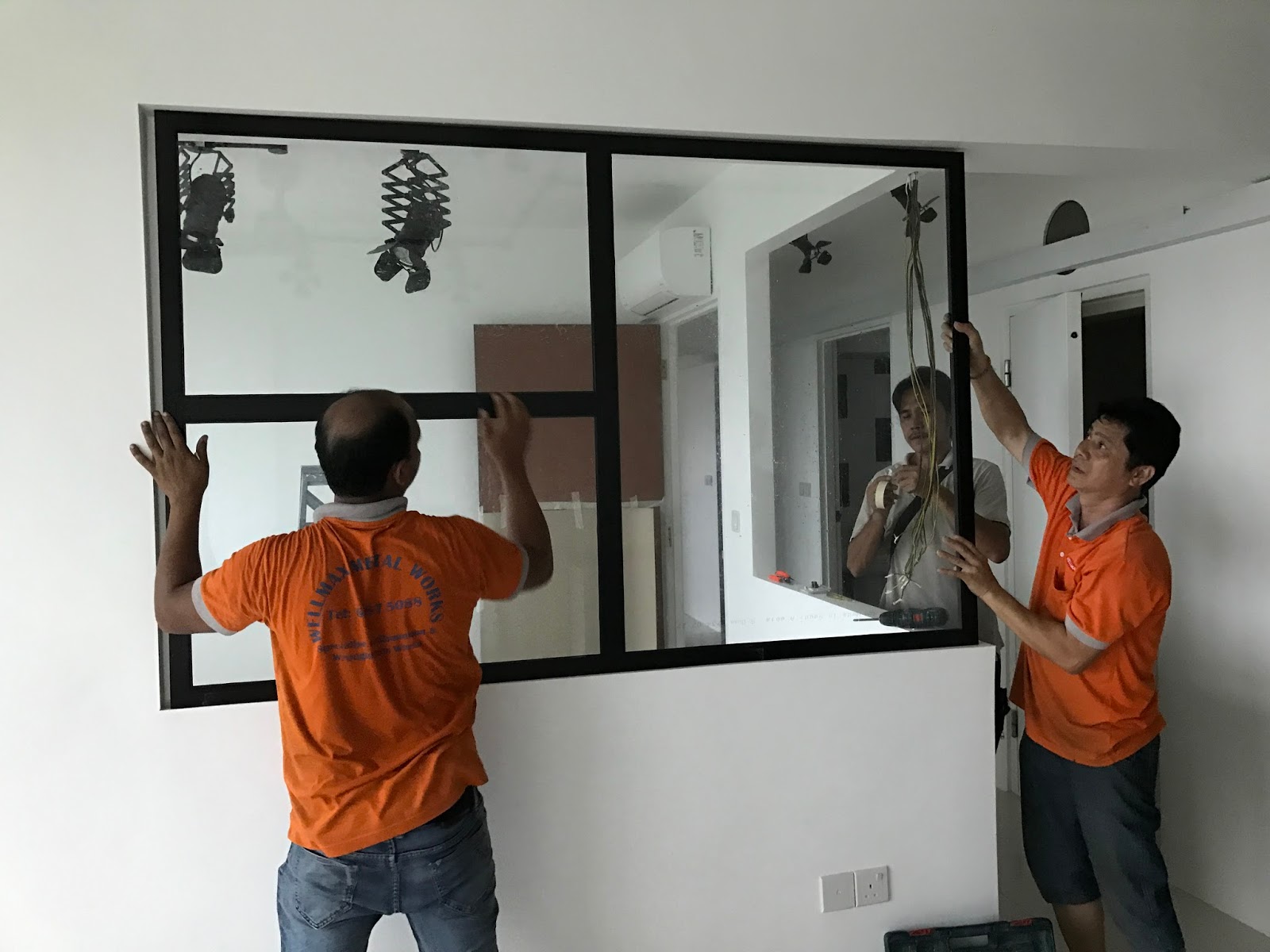 Room Glass Partition & Kitchen Fixed Glass Panels Plus Swing Door With ...