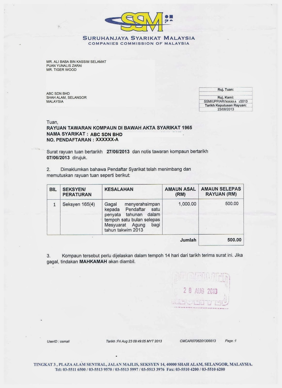 ABC SDN BHD ACCOUNT KENA AUDIT... KENA KOMPAUN SSM LAGI WHY ...