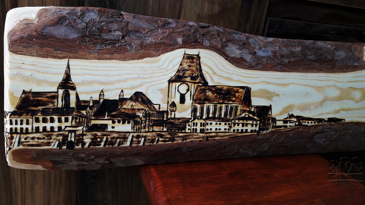 melzak.art: Toruń - panorama wypalana w drewnie