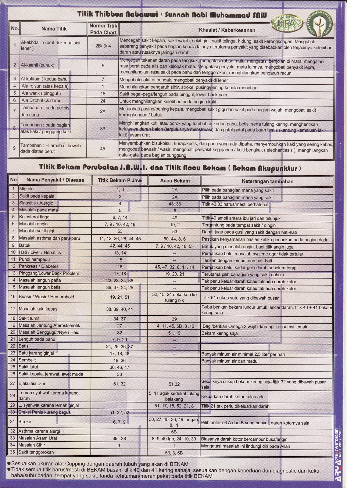 KEDAI HERBA MITRA MUSLIM: CHART TITIK BEKAM