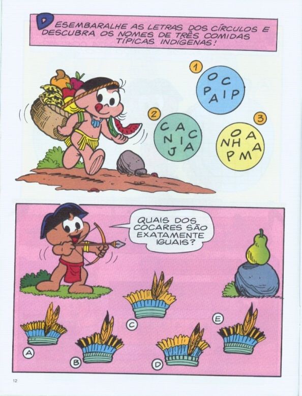 Gibi Turma da Mônica para o Dia do Índio ~ Atividade infantil