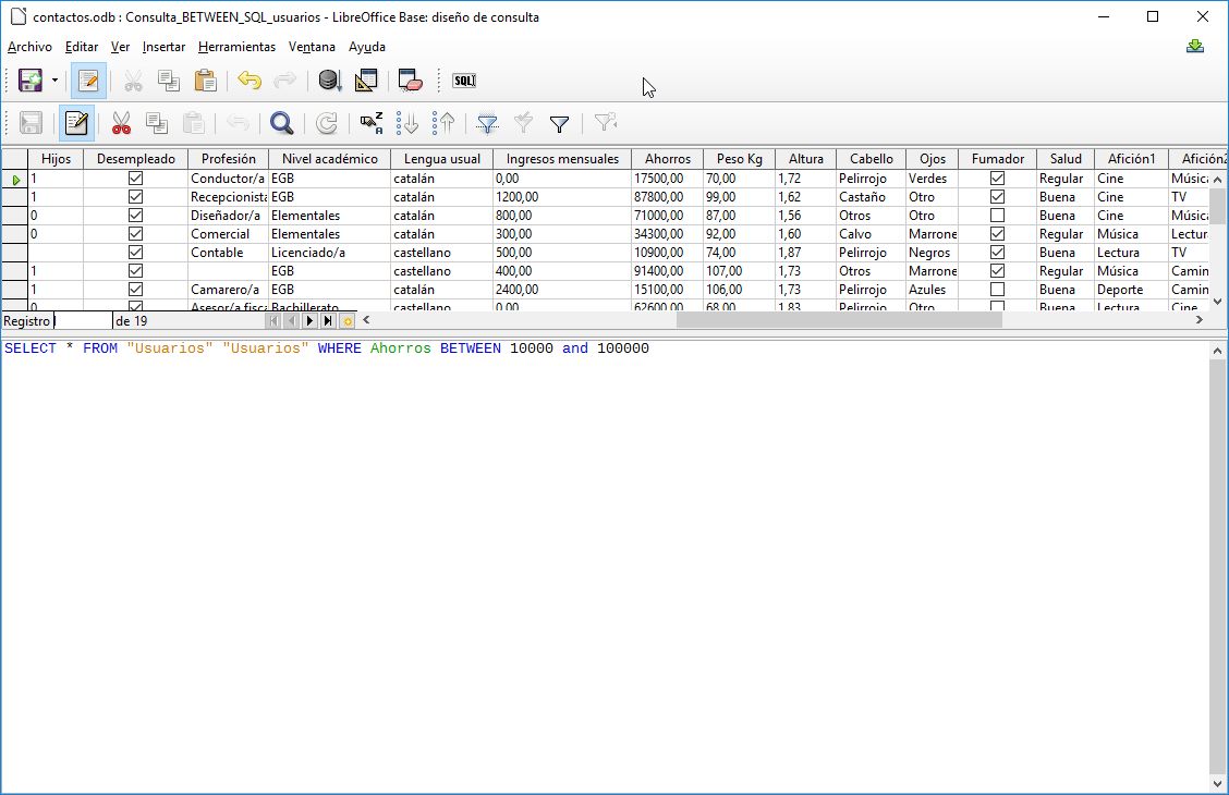 selección entre valores con SQL en LibreOffice Base (VIII ...