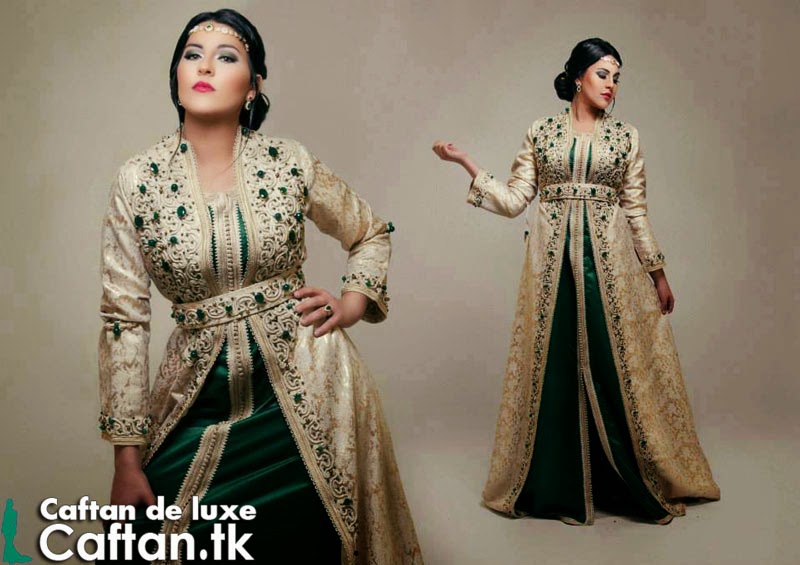 caftan haute couture beige vert adorable