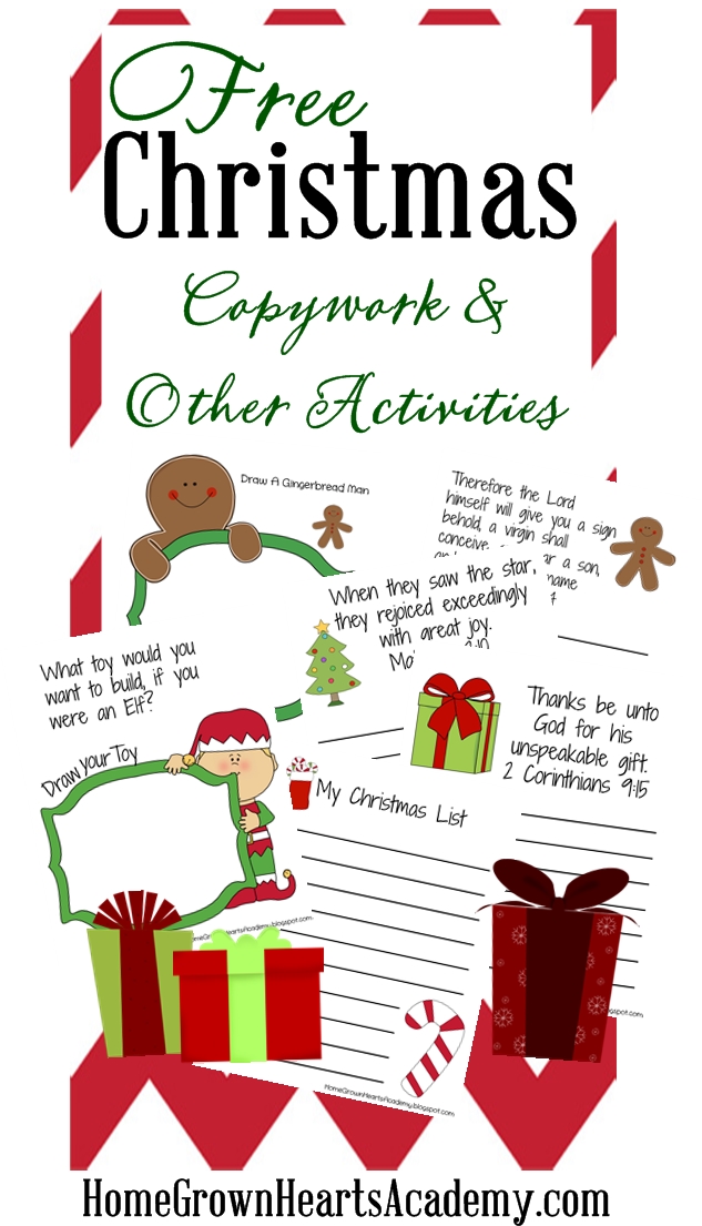 Home Grown Hearts Academy Homeschool Blog: Free Christmas Copywork ...