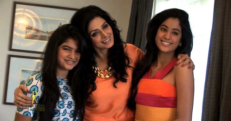 Actress Sridevi with her daughters Jhanavi and Kushi