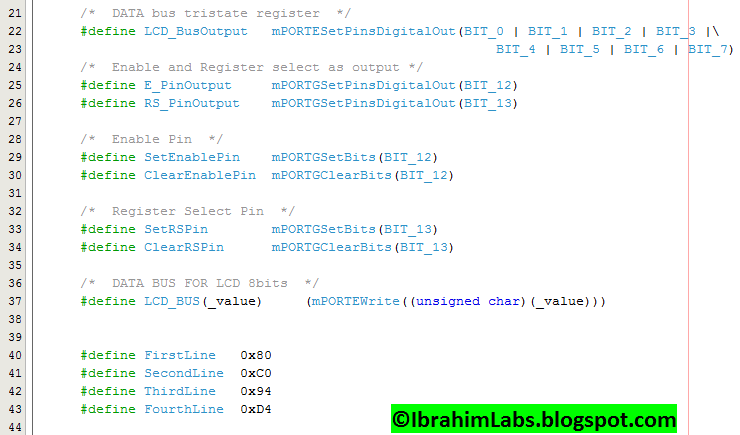 Figure 3. #defines for LCD function.