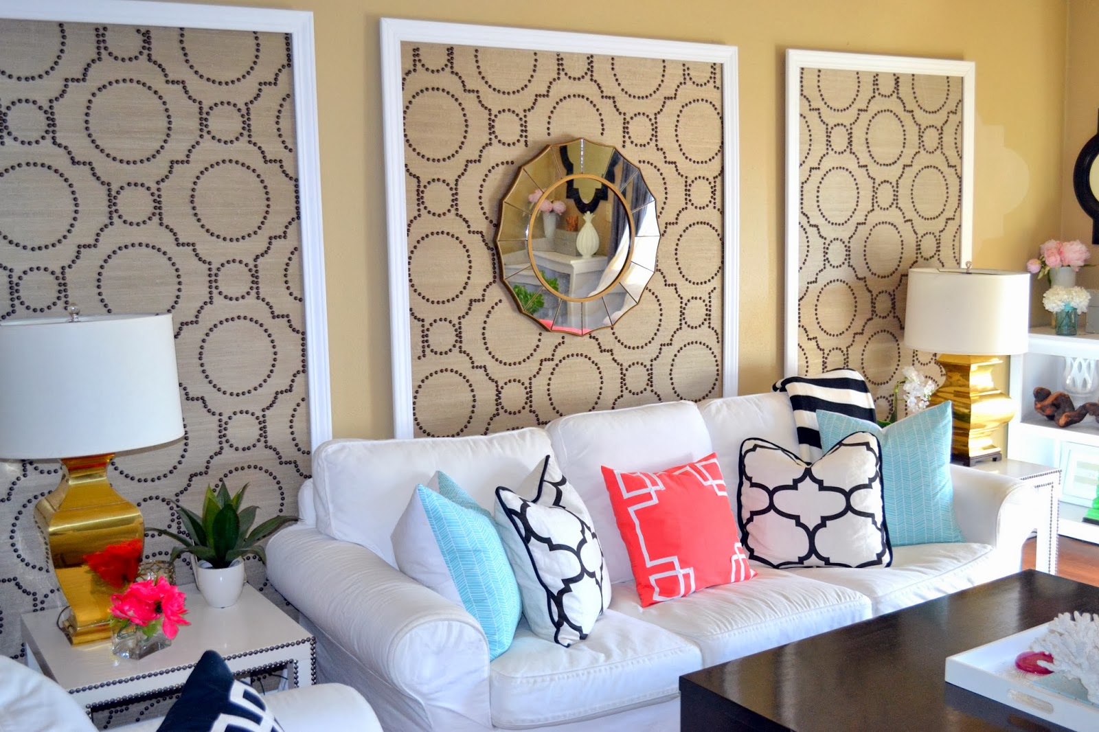 J.S.Lately Design: GRASSCLOTH NAILHEAD PANELS DONE!