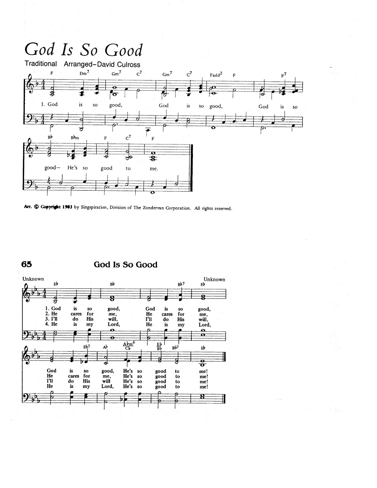 Worship Lead Sheets: God is so good - traditional