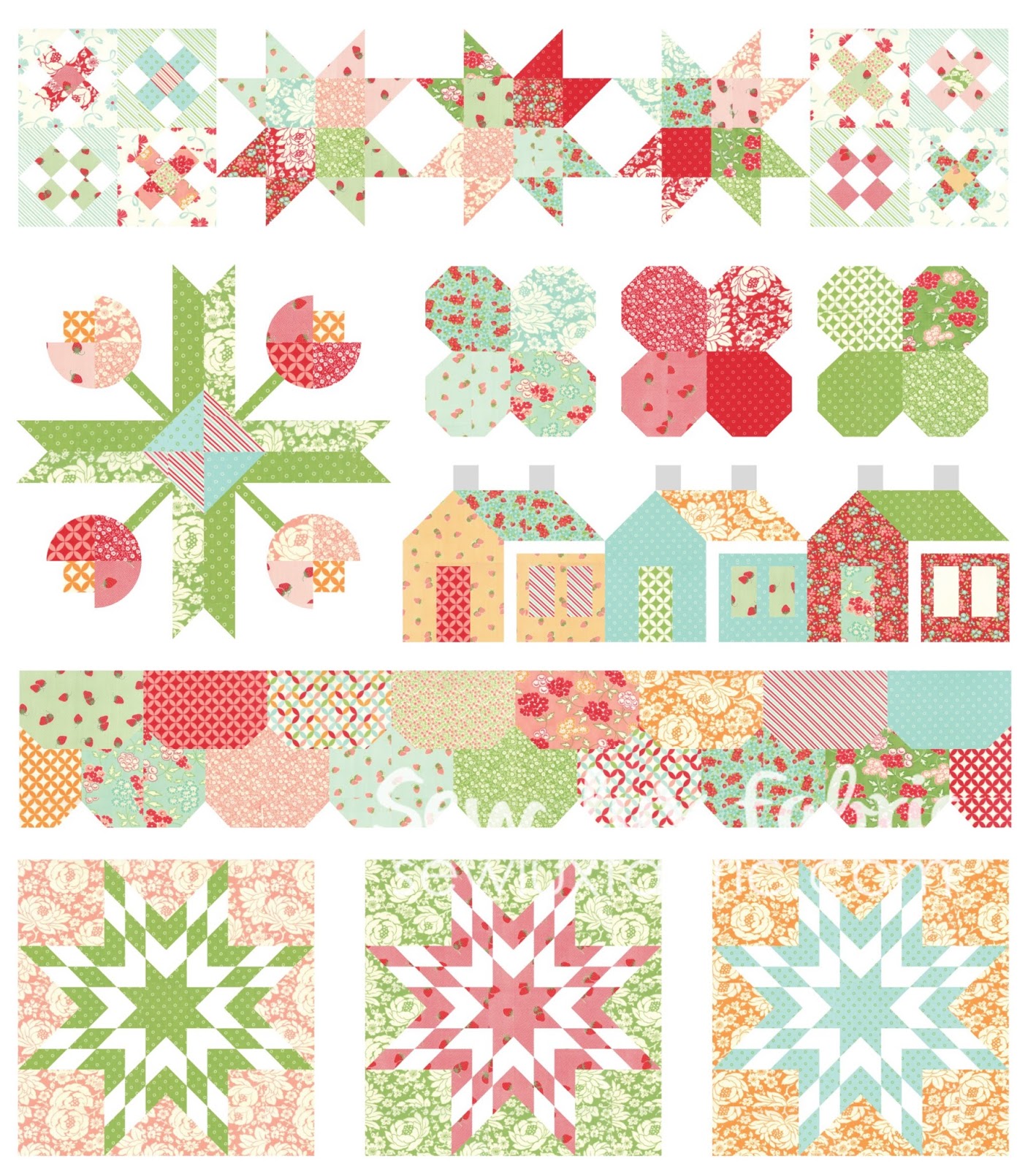 Sew Lux Fabric : Blog: Thimble Blossoms Sampler Round Two Layout Reveal