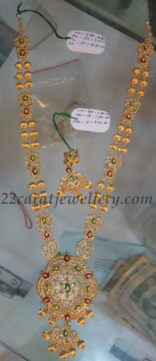 Antique Long Chain with Uncut Chakri Diamonds - Jewellery Designs
