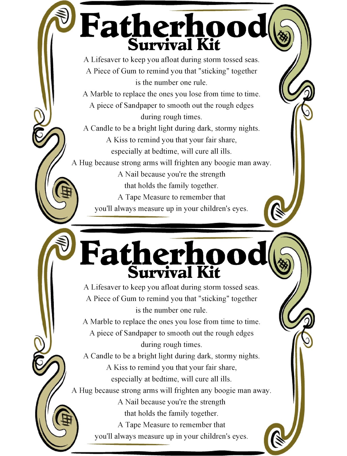DIY Party Mom: Fatherhood Survival Kit Printable