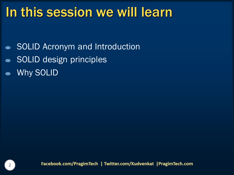 Sql Server Net And C Video Tutorial Solid Design Principles Introduction Slides