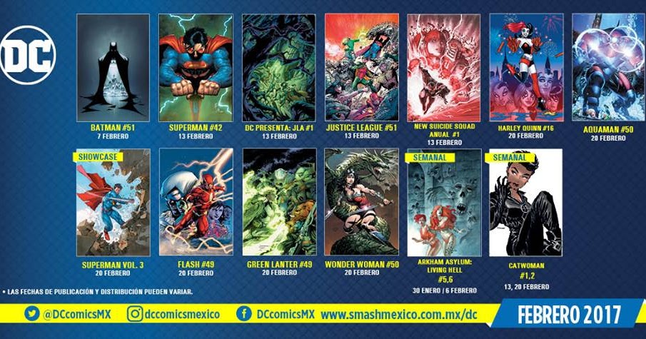 Daily Comics Mexico: Calendario Febrero 2017 DC Comics México