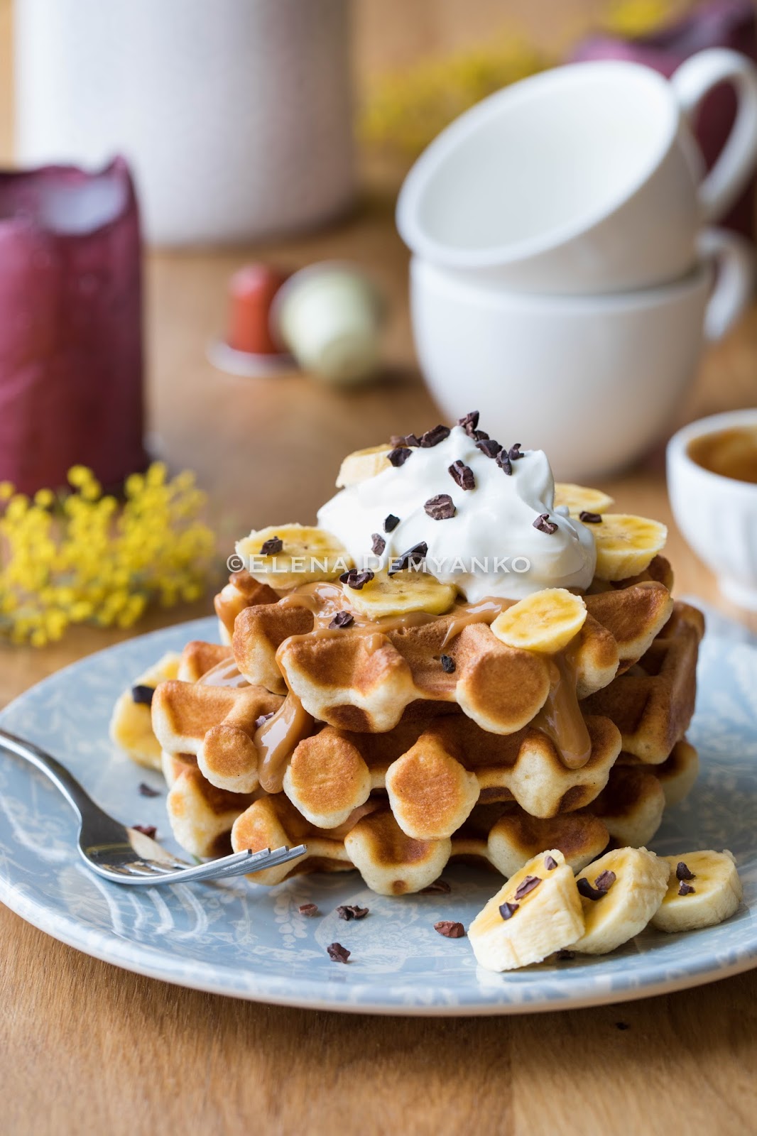 Elena Demyanko: Вафли "Баноффи пай" / Banoffee Pie Buttermilk Waffles