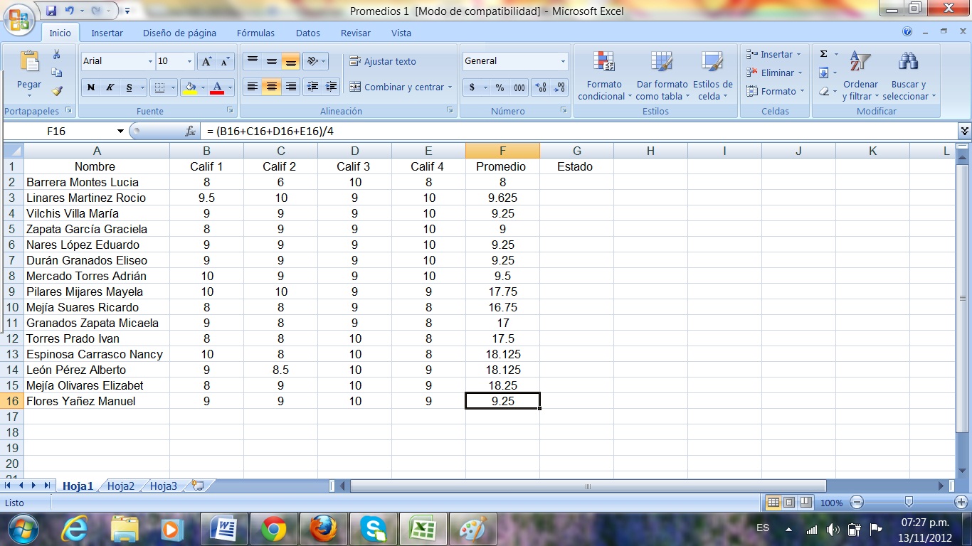 TC_VHH109B: Hoja de calculo: = (B16+C16+D16+E16)/4