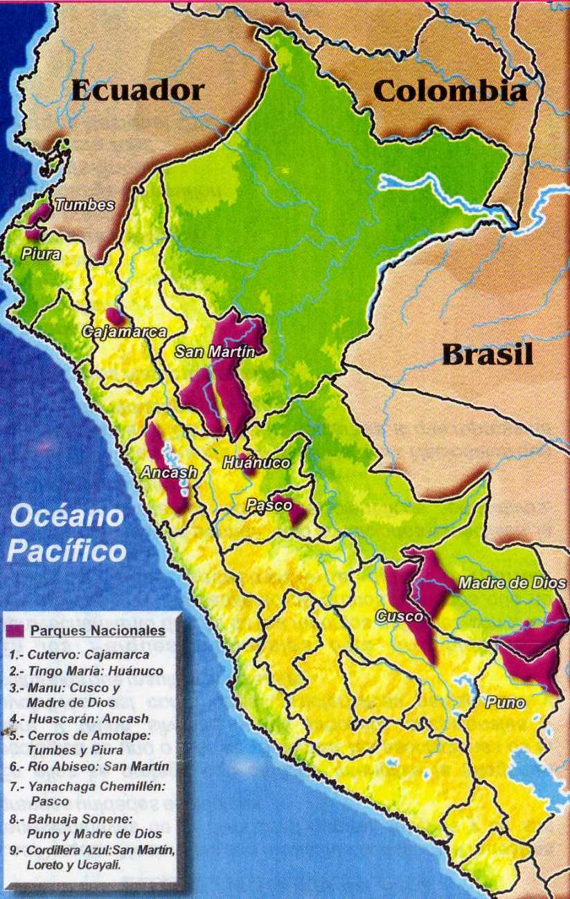 PARA MIS TAREAS: MAPA DE LOS PARQUES NACIONALES DEL PERÚ