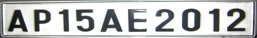 Standard Number Plate Format in Andhra Pradesh
