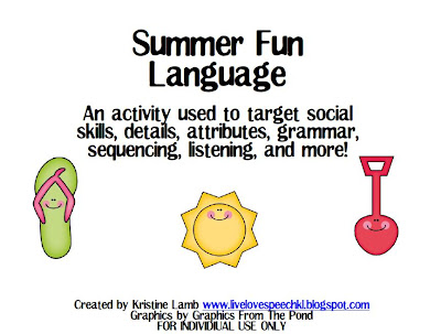Live Love Speech: Summer Fun Language Activity!