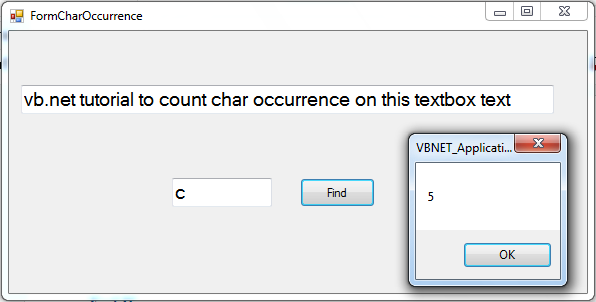 VB.Net Count Character Occurrence - C#, JAVA,PHP, Programming ,Source Code