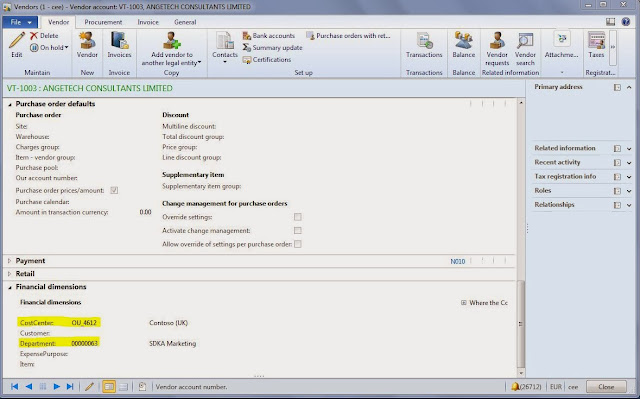 Default dimensions in AX 2012 - Microsoft Dynamics AX - Technical