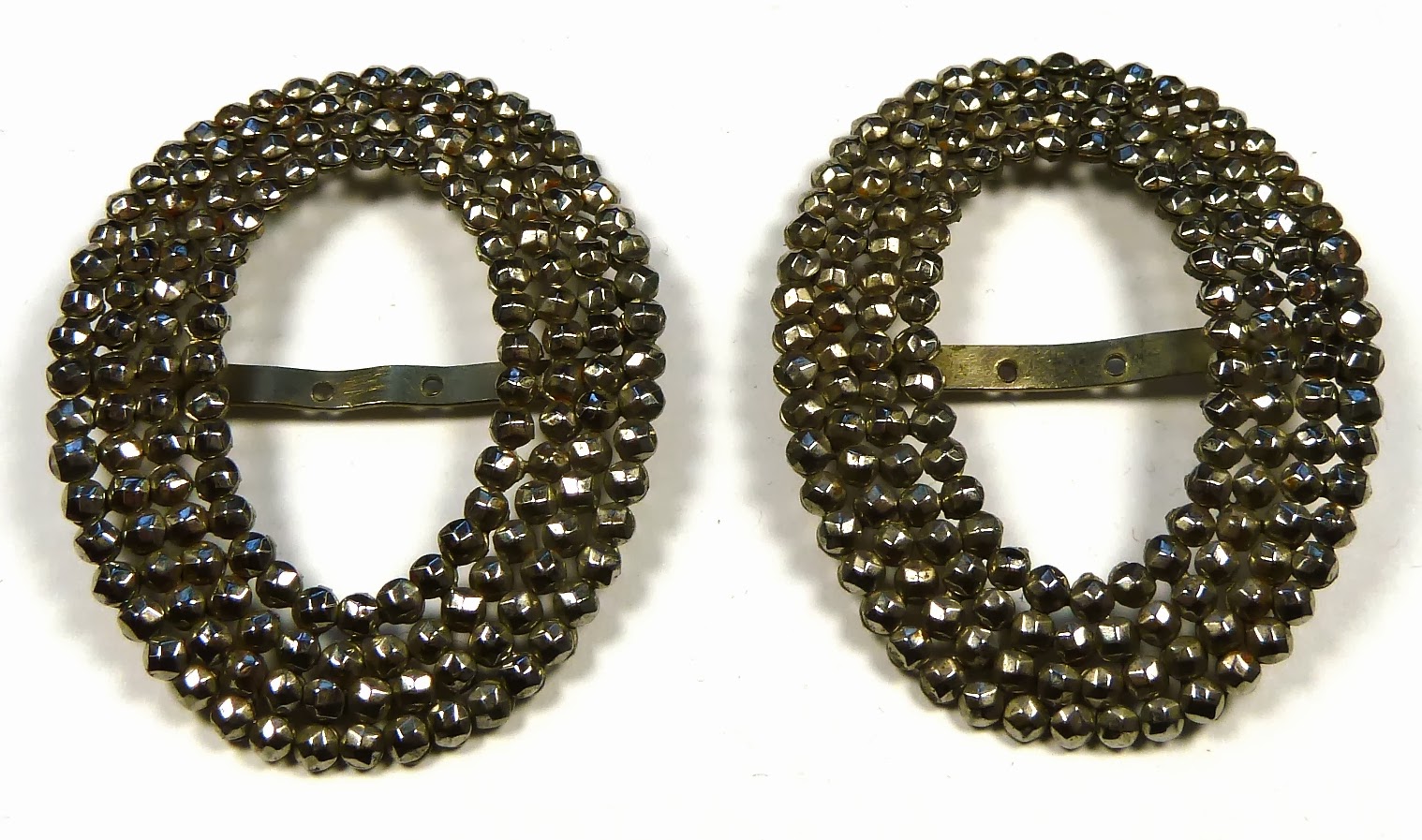 Gillian Horsup Vintage Jewellery: VICTORIAN CUT STEEL BUCKLES - OVAL PAIR