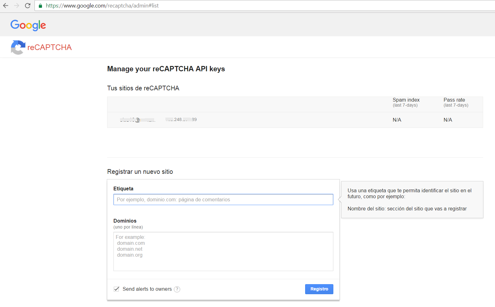 Pathros: Solución al Recaptcha error: Invalid domain for site key
