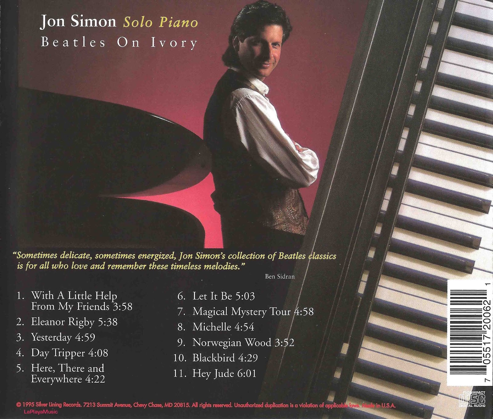 LA PLAYA BEATLES TRIBUTES & COVERS: JON SIMON - SOLO PIANO - BEATLES ON ...