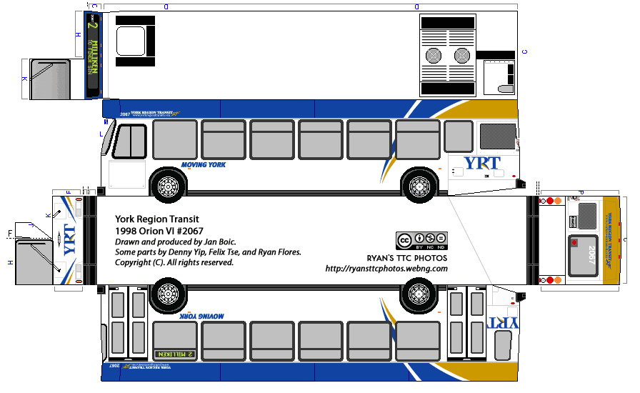 SP. Papel Modelismo: PaperBus 1998 Orion VI - York Region Transit