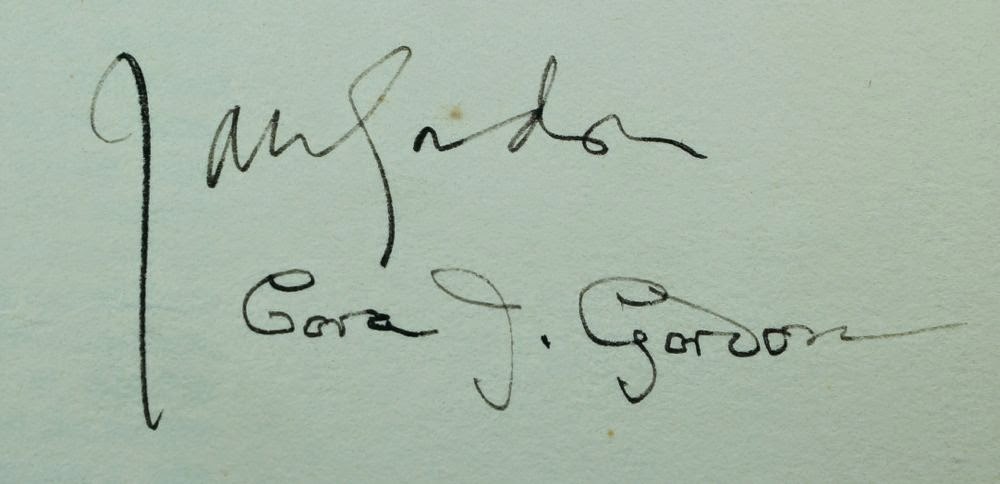 Jan and Cora Gordon: Dedication and Signature