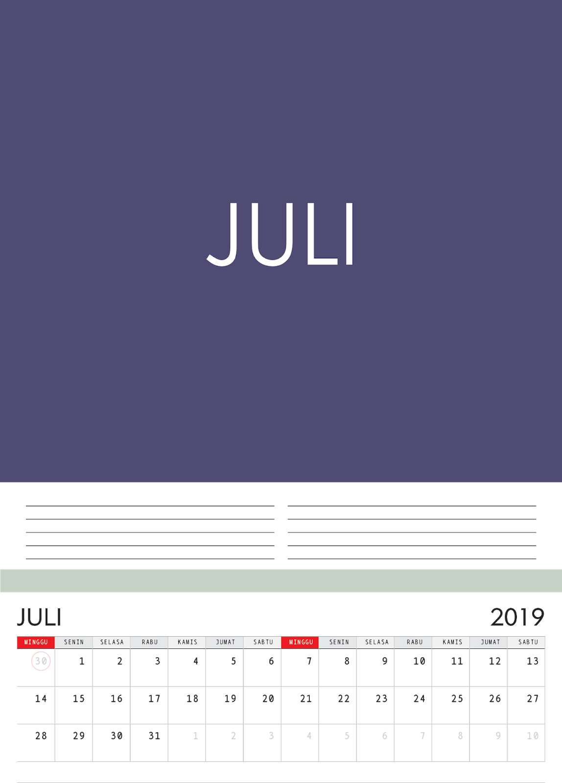 Simple Desain Kalender 2019 Indonesia beserta Hari Libur Nasional - beta:)