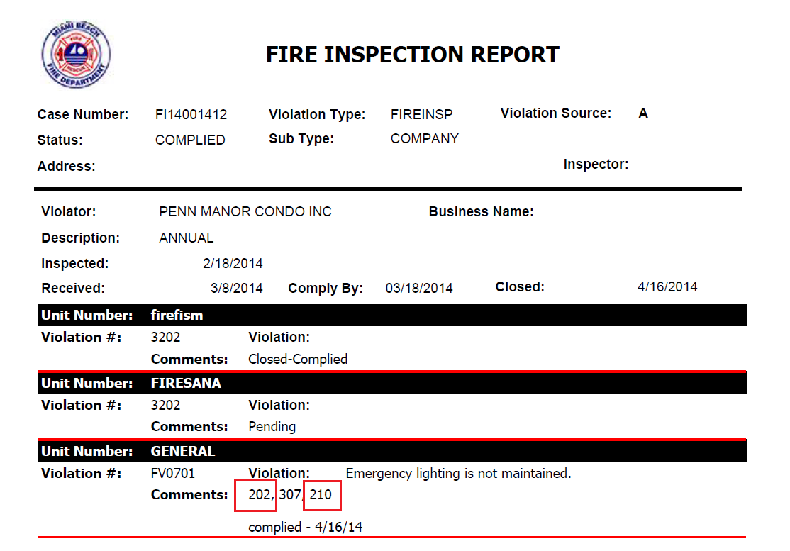 Penn Manor Condominum Unofficial Blog / Research Page: Fire Inspection ...