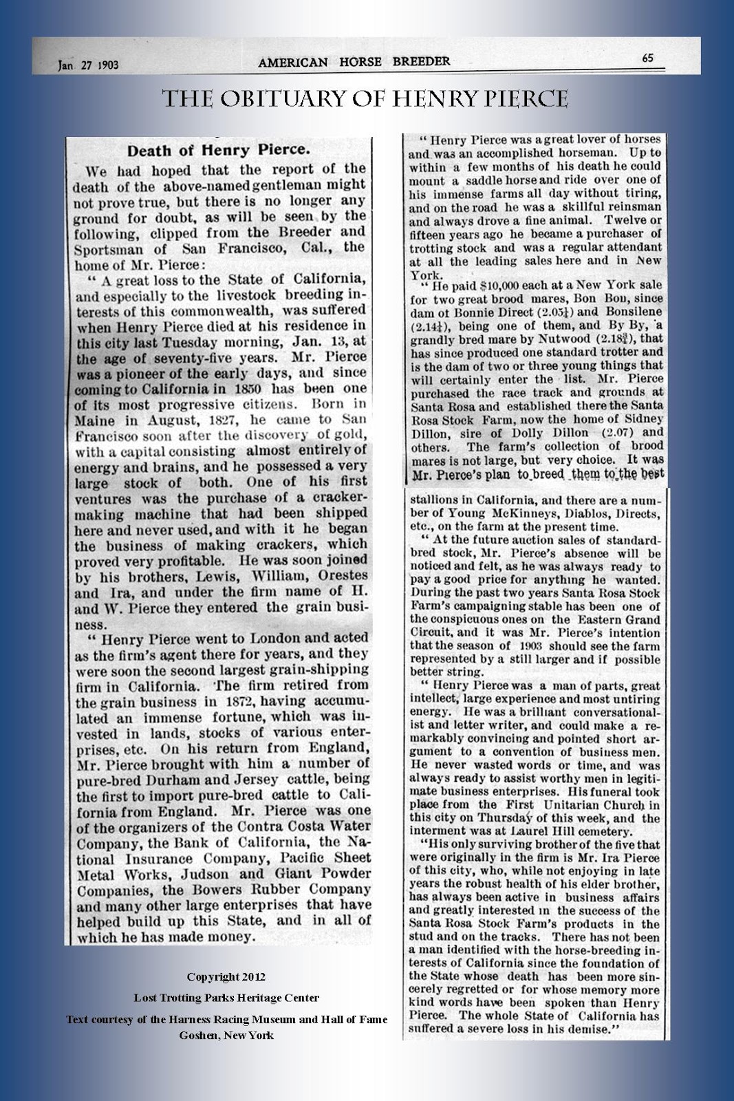 The Lost Trotting Parks Heritage Center -- Storyboard Archives: The ...