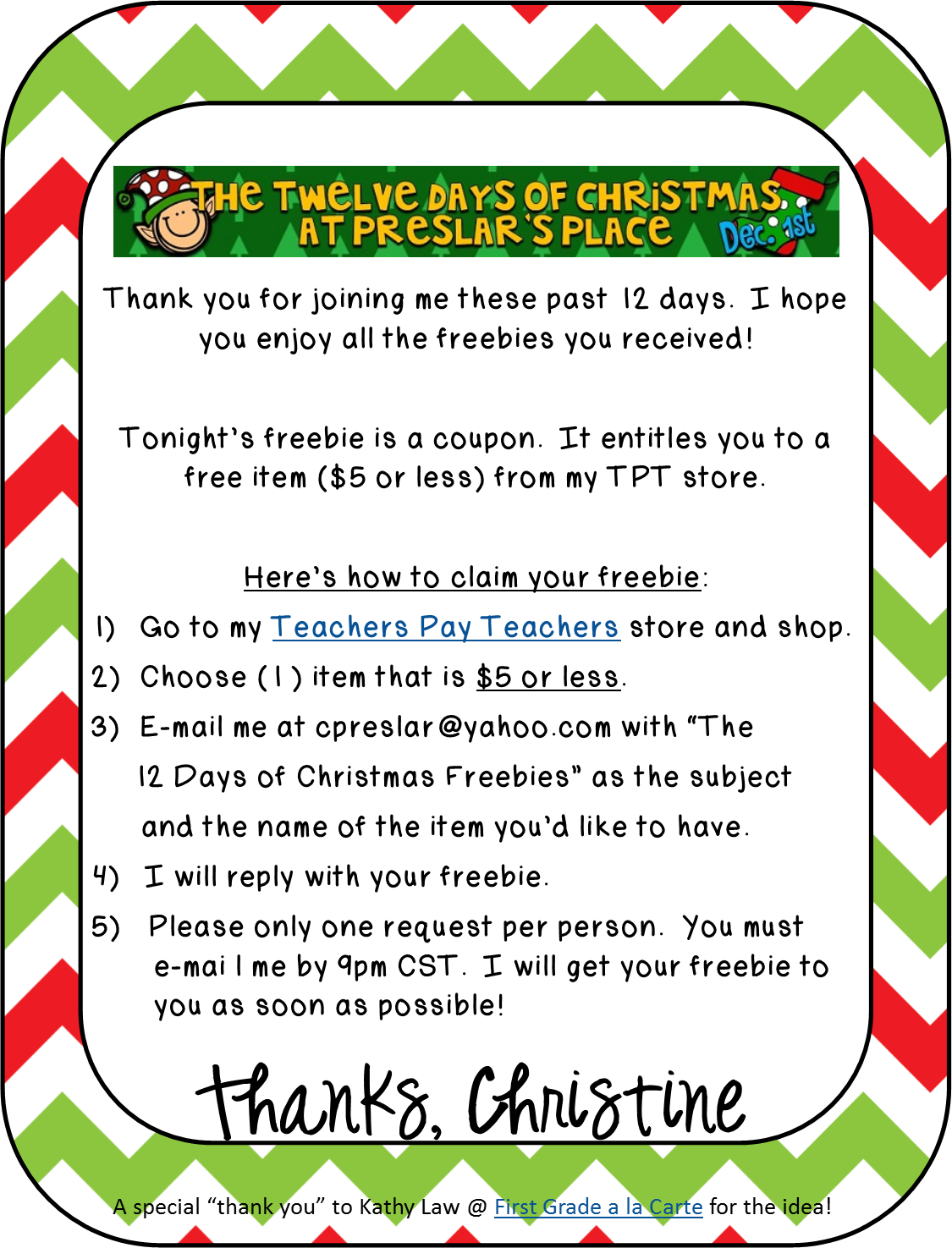 Preslar's Place: The 12 Days of Christmas Freebies is Here!
