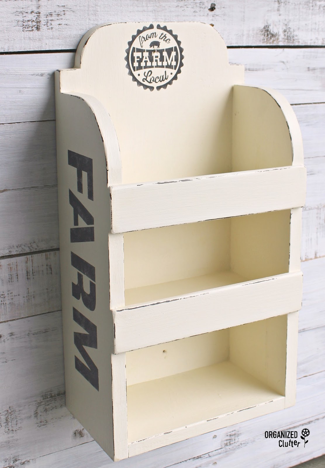 Add Farmhouse Style To A Garage Sale Shelf With Paint & Stencils ...