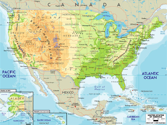 UNITED STATES OF AMERICA - GEOGRAPHICAL MAPS OF USA - Klima Naturali™