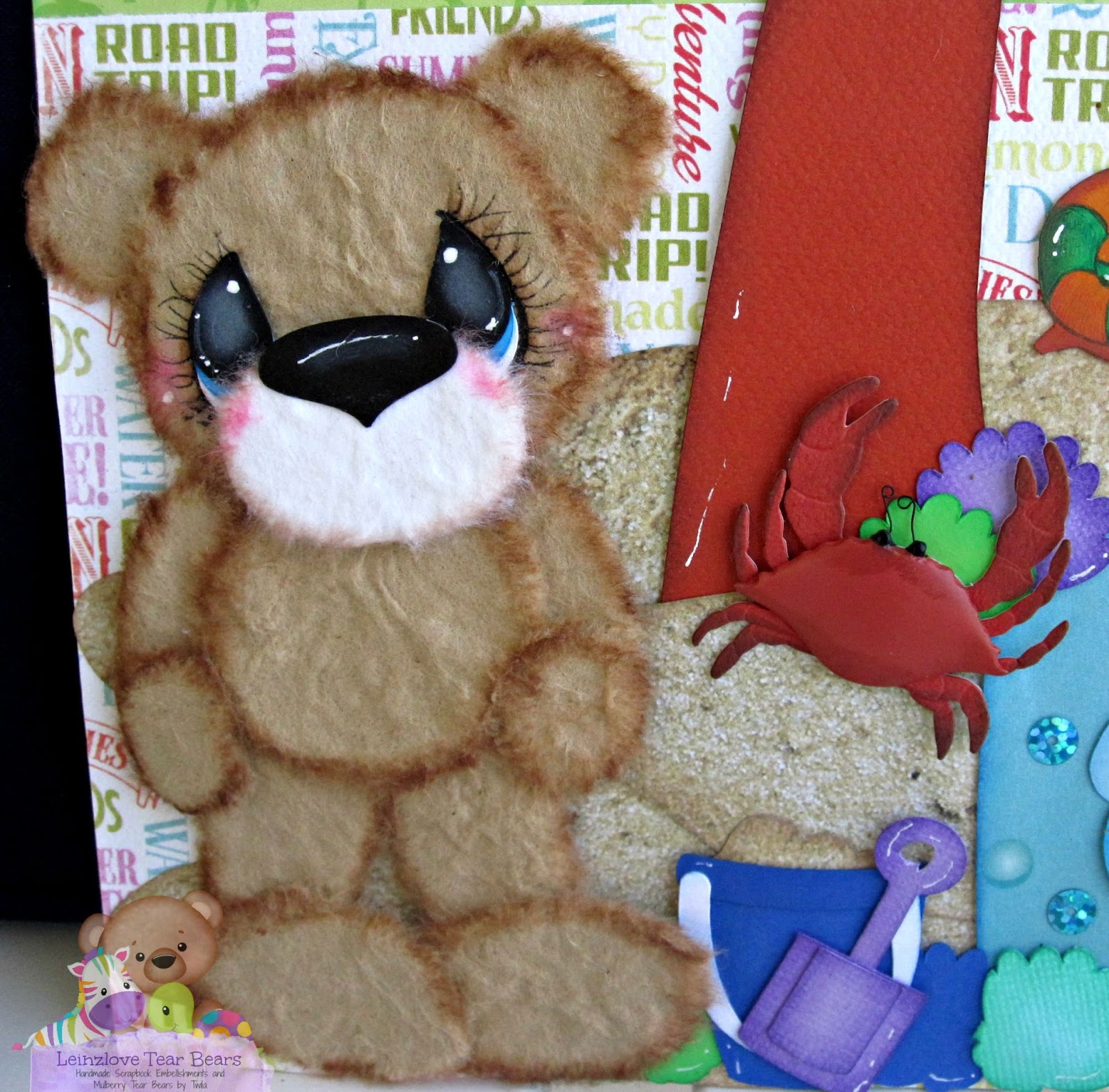 Leinzlove Tear Bears: Summer Paper Pieced TEAR BEARS Scrapbook Layout
