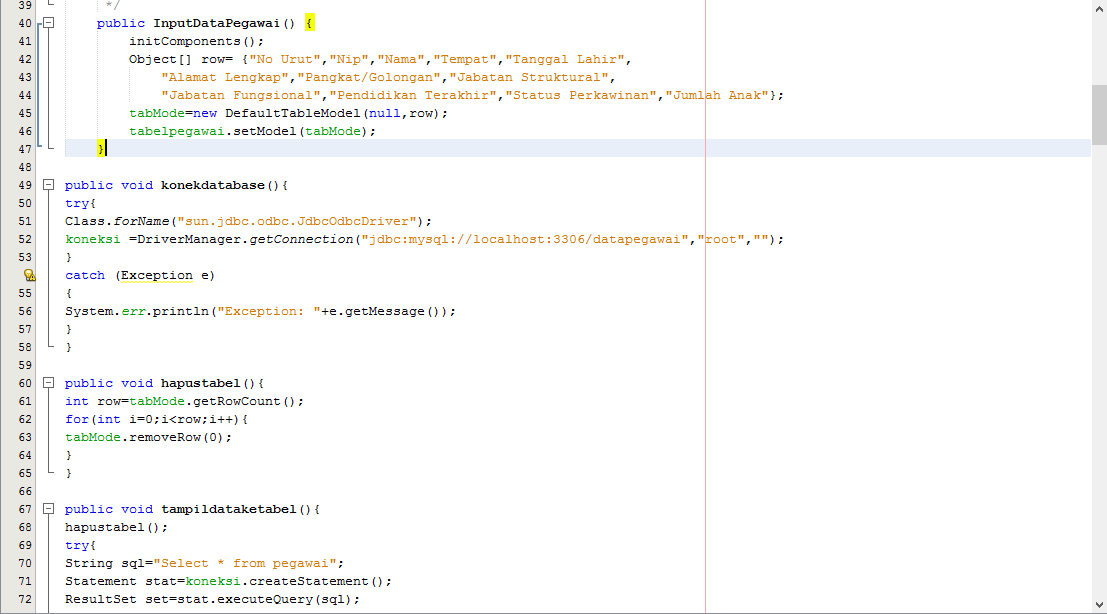 My Creation: Java Programming Input Data Pegawai