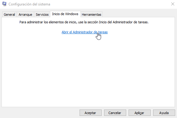 Quitar programas de inicio Windows 10