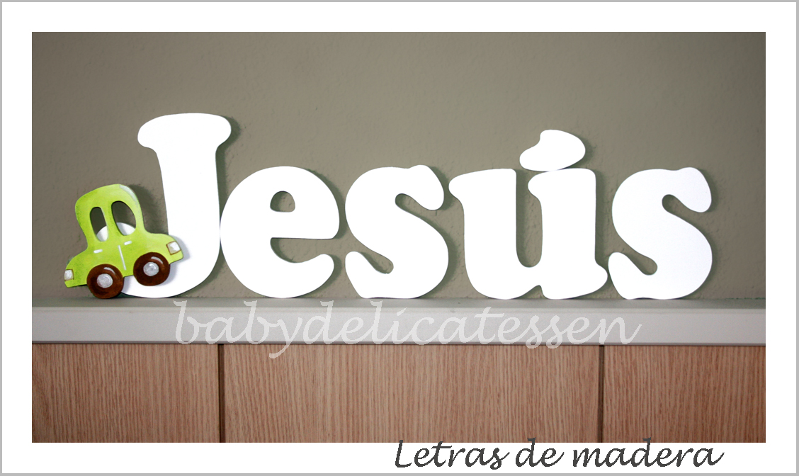 BABY DELICATESSEN LETRAS DE MADERA: JESÚS CON COCHECITO